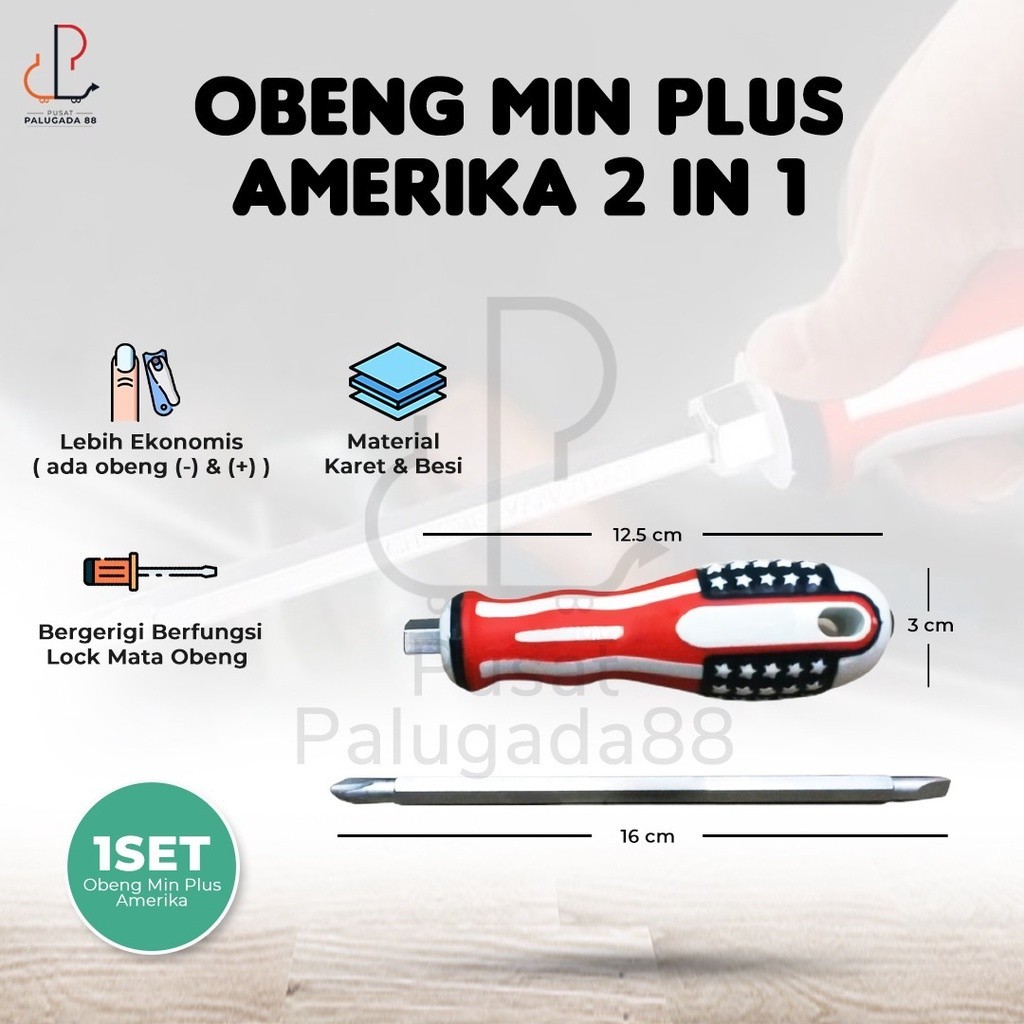 Jual OBENG MIN PLUS AMERIKA 2IN1 2 IN 1 OBENG BOLAK BALIK | Shopee ...