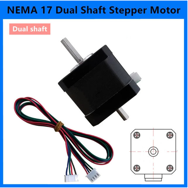Jual Stepper Motor 42 - 17HS4401 / Nema 17 0.9Deg Dual Shaft 5mm ...