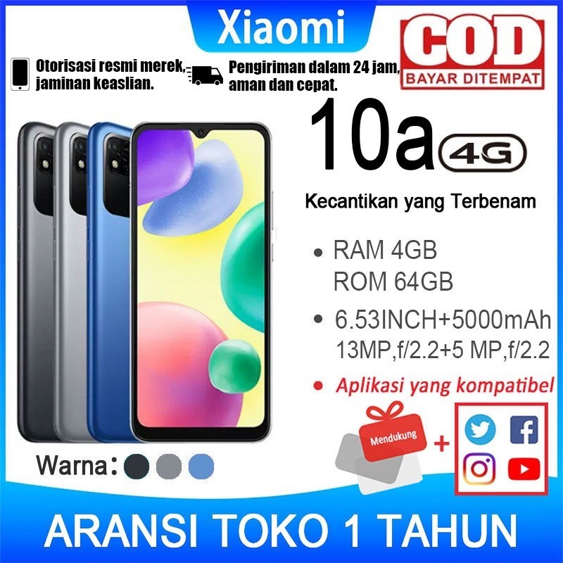 Jual XIAOMI REDMI 10A 6/128GB Sea Blue/Charcoal Bla/Slate Grey | Shopee ...