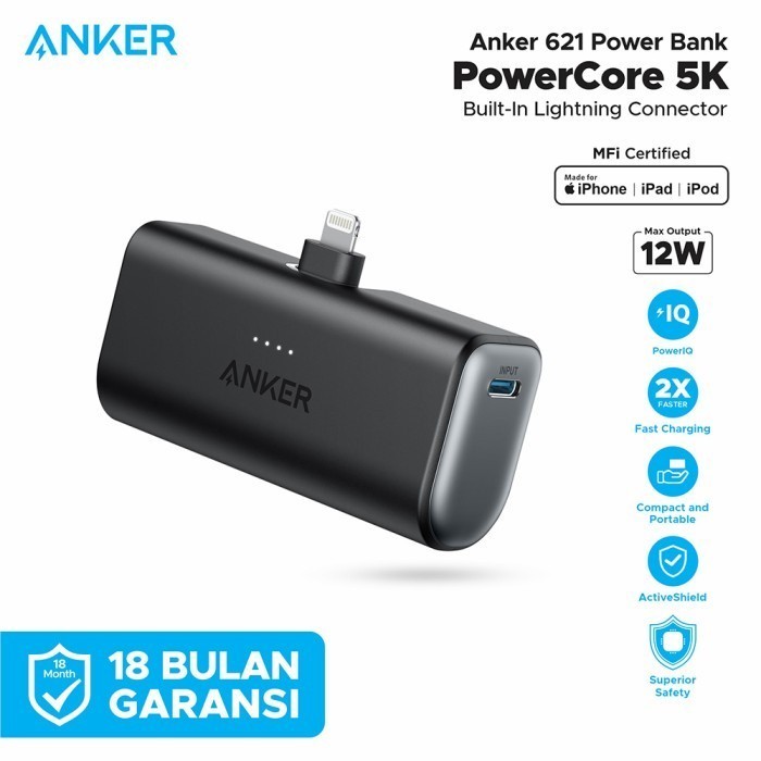 Jual Anker 621 Powerbank Nano 5000mAh 12W Lightning Connector USB C A1645 | Shopee Indonesia