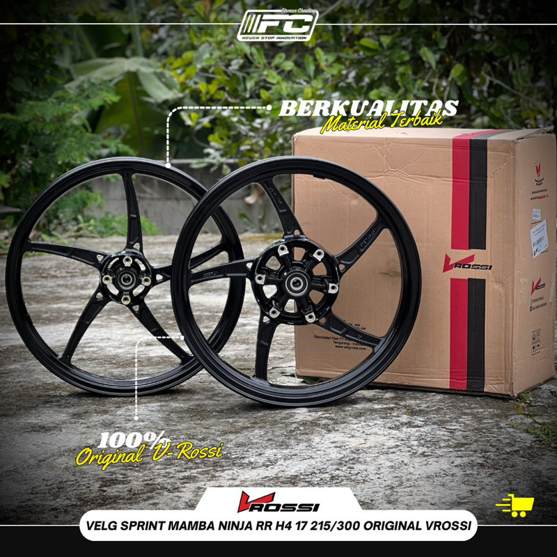 Jual VELK VELG V ROSSI SPRINT MAMBA HITAM BLACK GLOSSY NINJA RR H4 17 ...