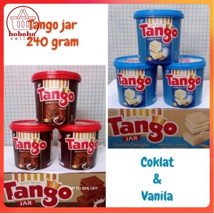 Jual Wafer Tango Jar 240gr Rasa Cokelat Vanila / Kaleng / Toples Kue ...