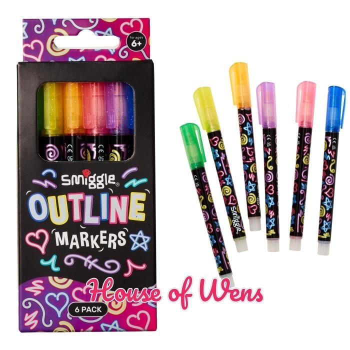 Jual SMIGGLE OUTLINE MARKERS PACK X6 ORIGINAL - PEN OUTLINE | Shopee ...