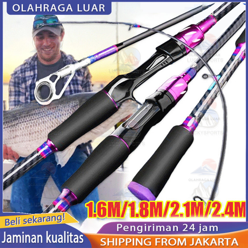 Jual Bisa COD Joran Pancing 1.8M/2.1M Casting / Spinning Carbon Fiber 2 Section Max Drag 8kg ...