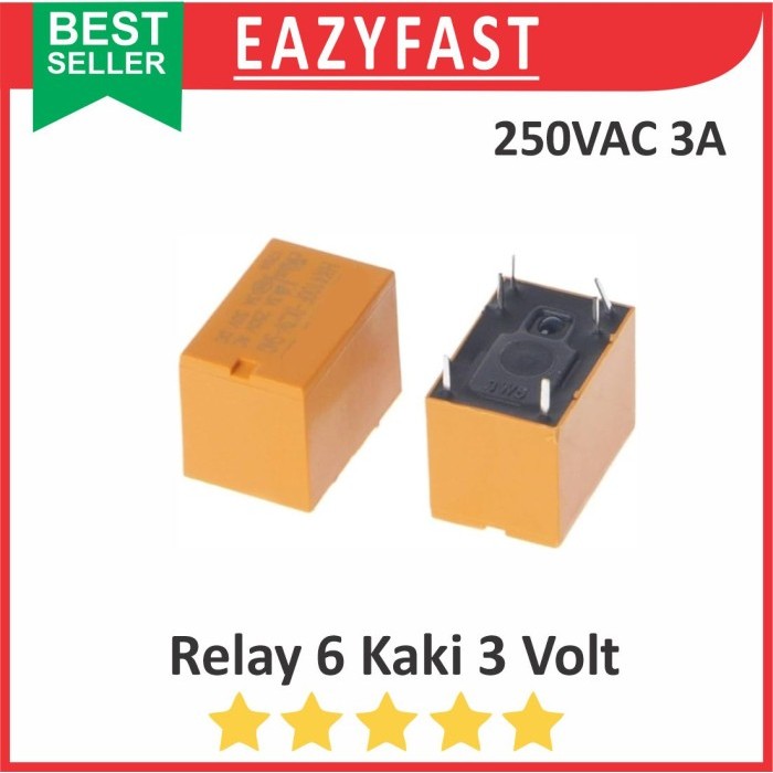 Jual Relay 6P 6 P Kaki Pin 3V 3 V Volt DC 3VDC Coil Drive SPDT NO NC ...