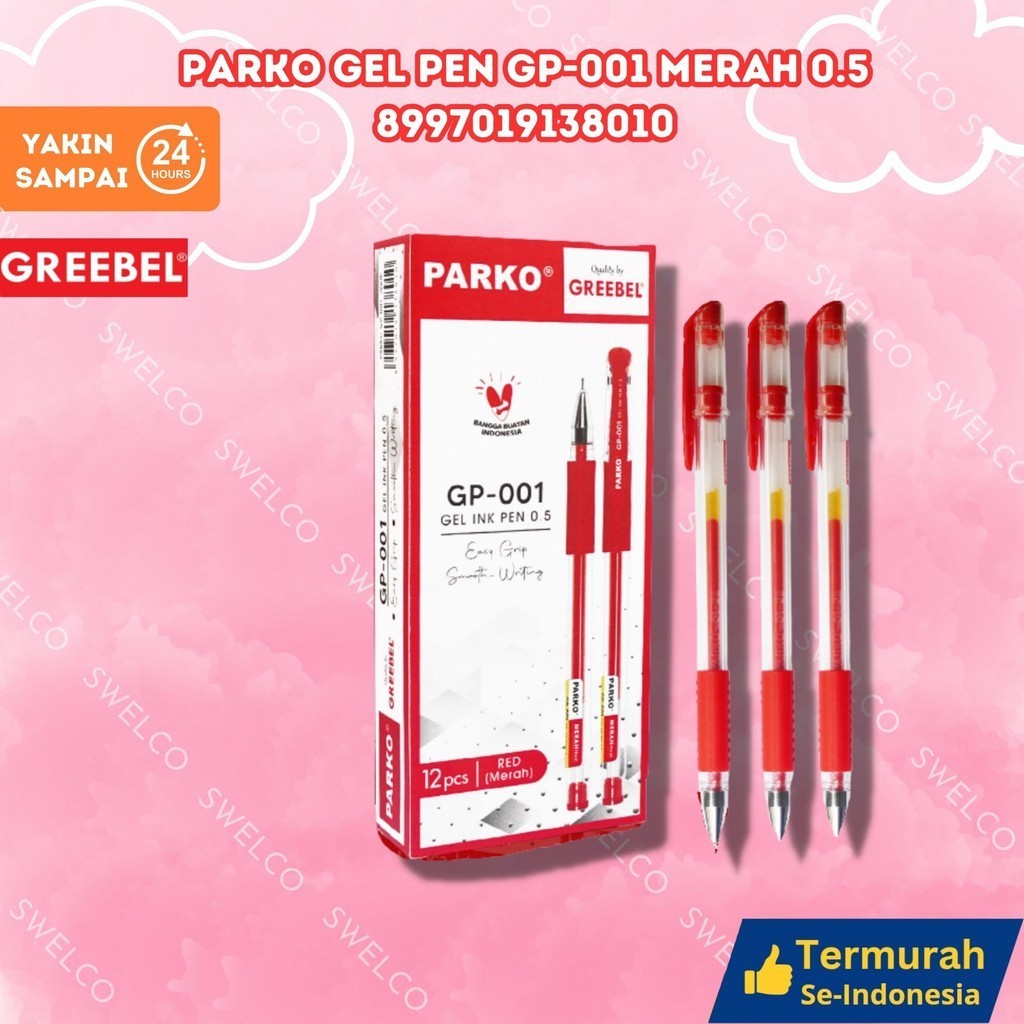 Jual PARKO GEL PEN GP-001 RED 0.5 /Pen/Pulpen/Bolpoint utk atk kantor kerja kuliah anak PARKO ...