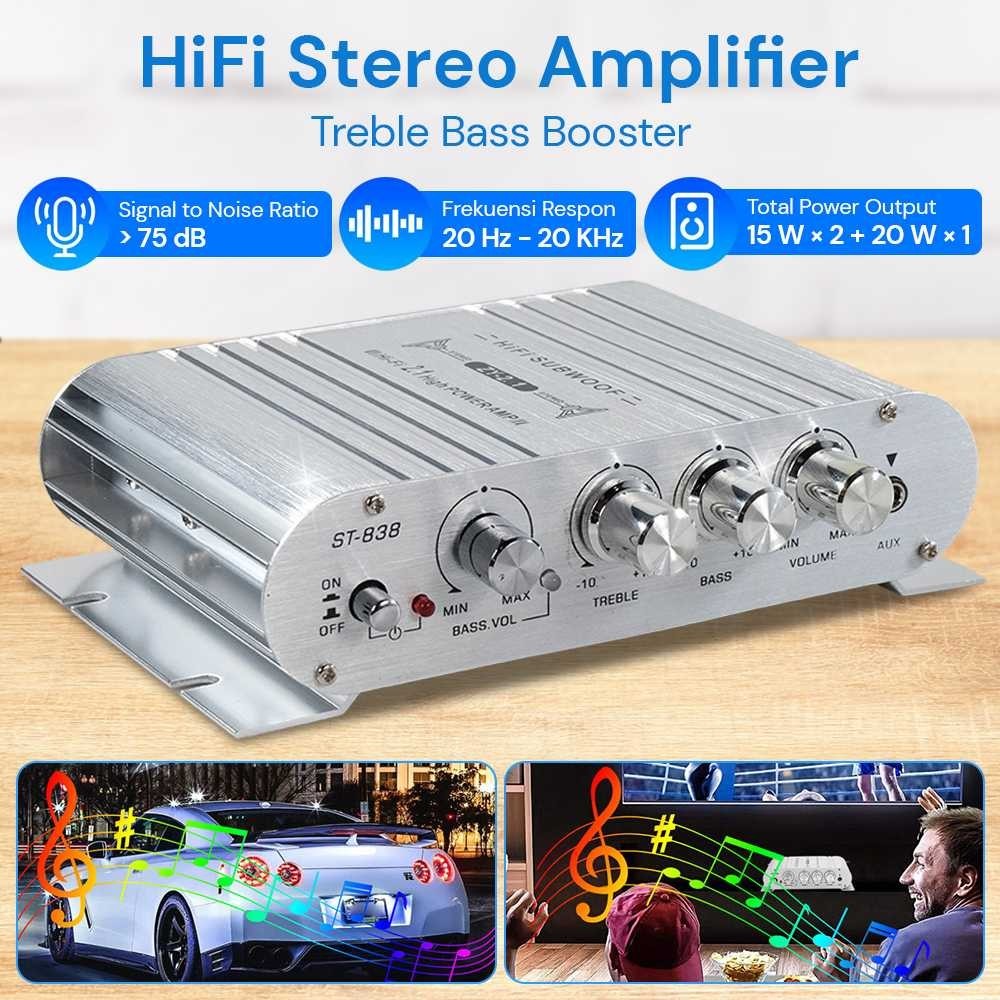 Jual amplifier HiFi Stereo Amplifier Treble Bass Booster Ampli Mobil ...