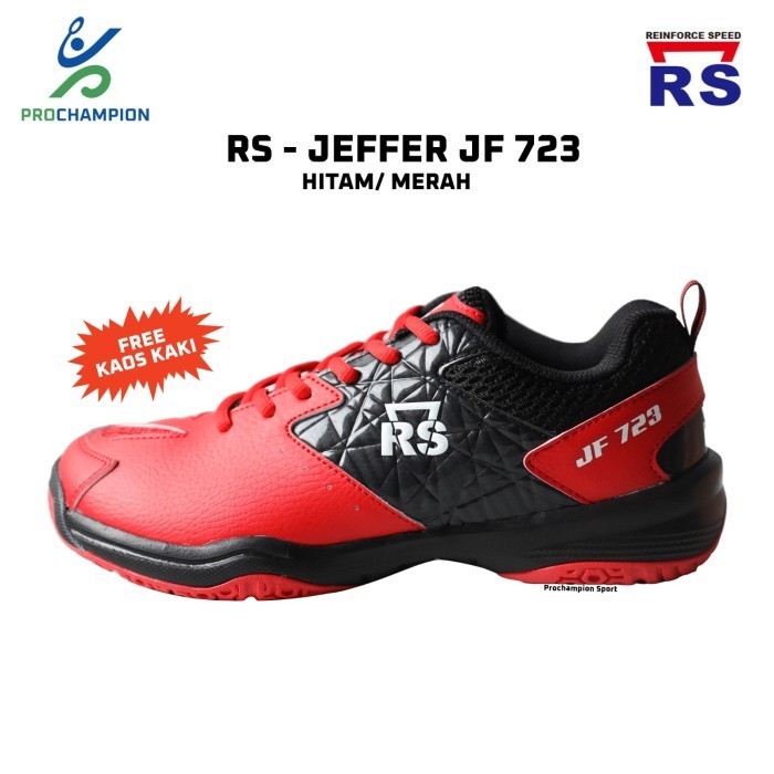Jual Sepatu Badminton Reinforce Speed RS JF Jeffer 723 Hitam Merah | Shopee Indonesia