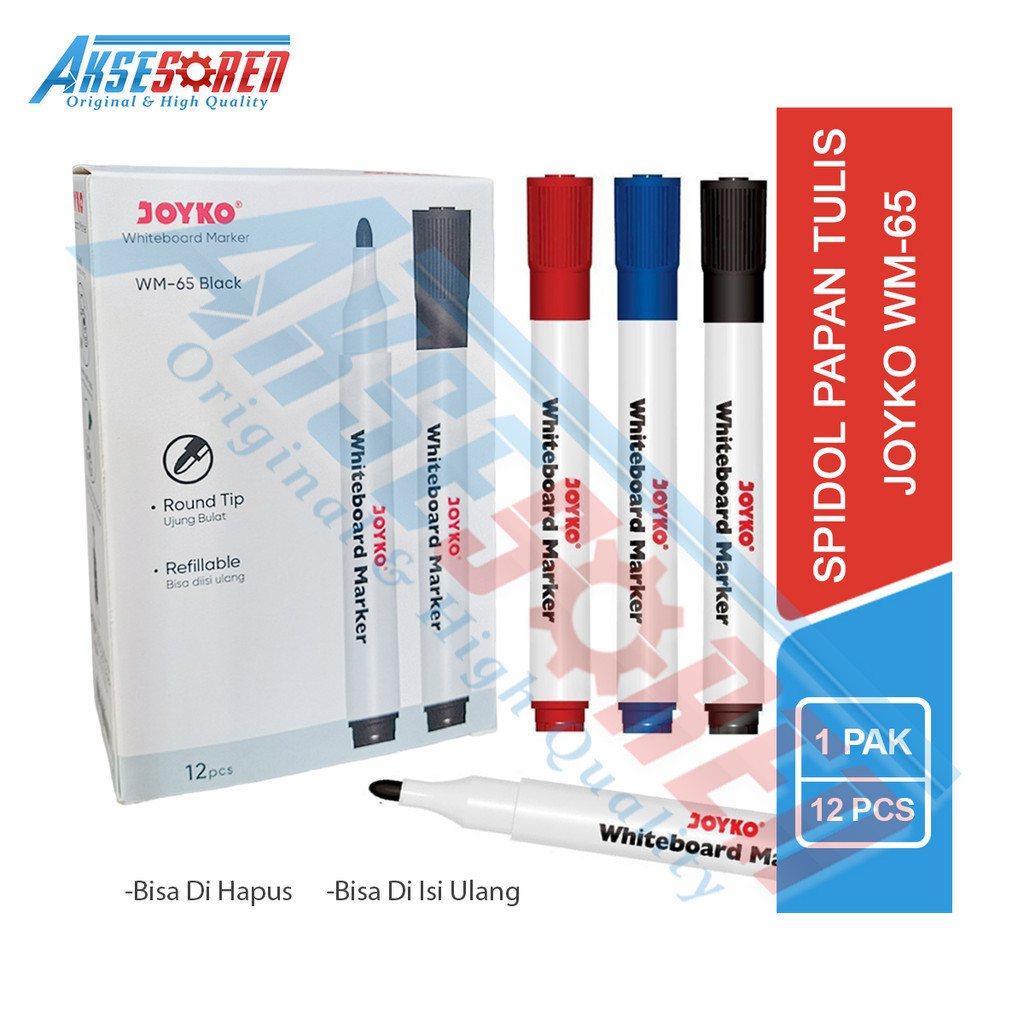 Jual Aksesoren Spidol Papan Tulis Whiteboard Joyko [WM-65/12 Pcs/1 Pack ...