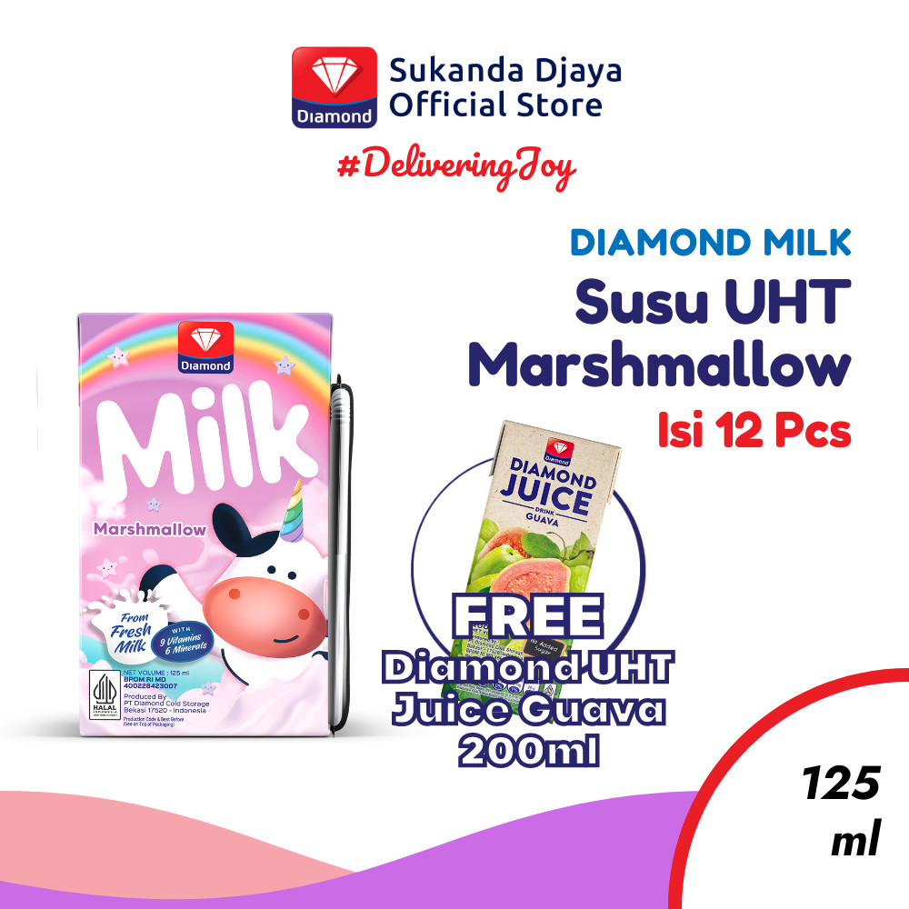 Jual Diamond Milk Susu UHT Marshmallow 125 ML ISI 12 [Free Diamond UHT ...