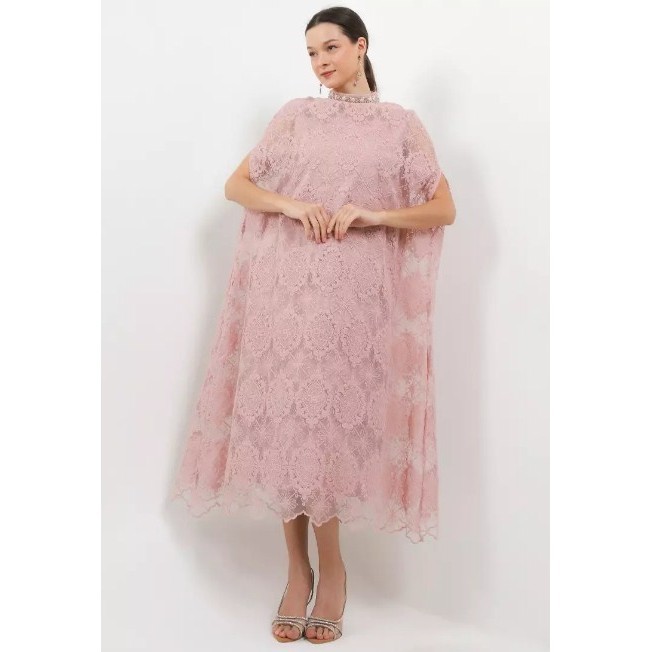 Jual ICONS EMBELLISHED TURTLE NECK EMB MESH CAPE KAFTAN WANITA ...