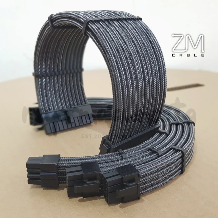 Jual Custom Sleeve Extension PSU Cable Kit - Carbon - 4 Pin CPU ...