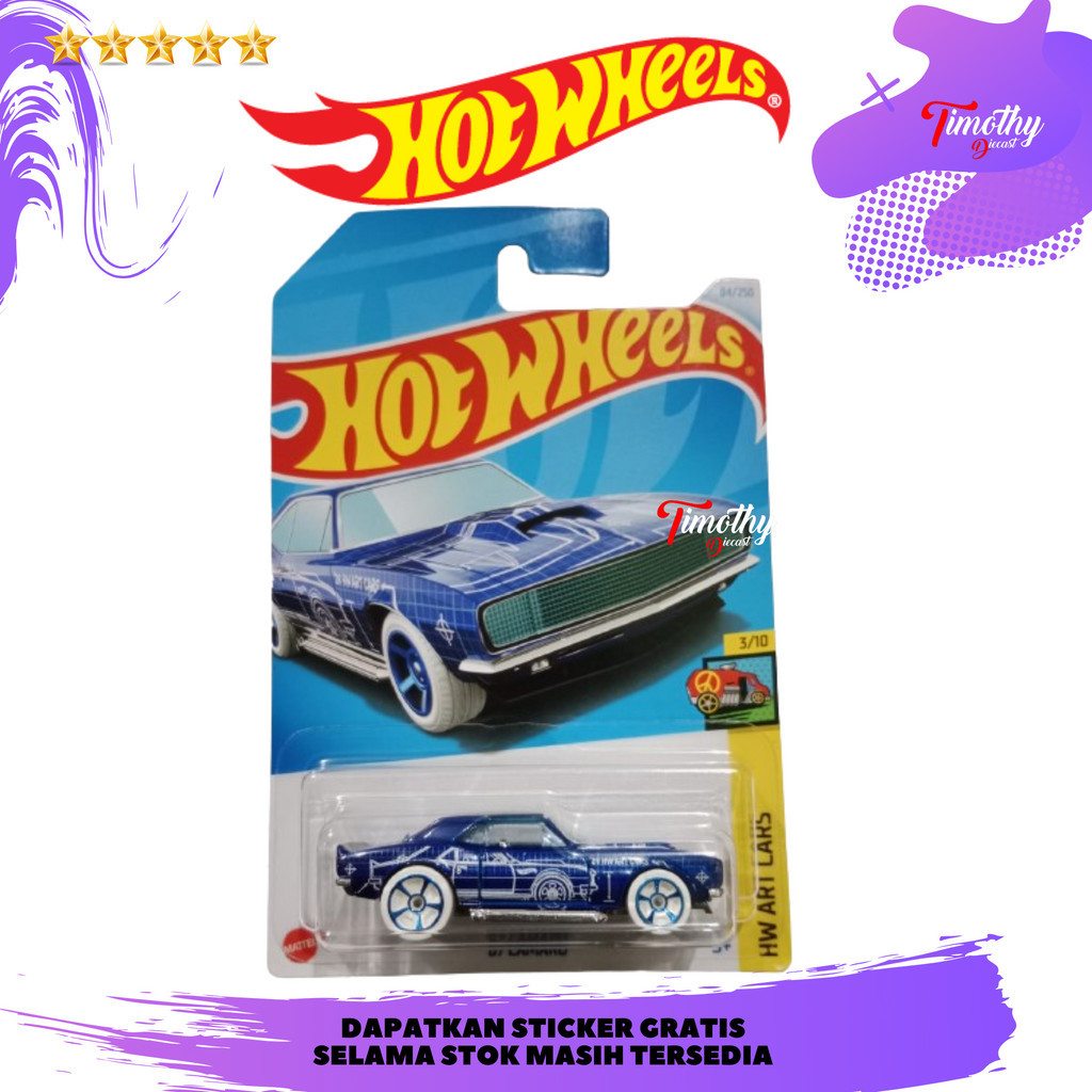 Jual Hot Wheels 67 Camaro Biru Roda Putih HW Art Cars | Shopee Indonesia