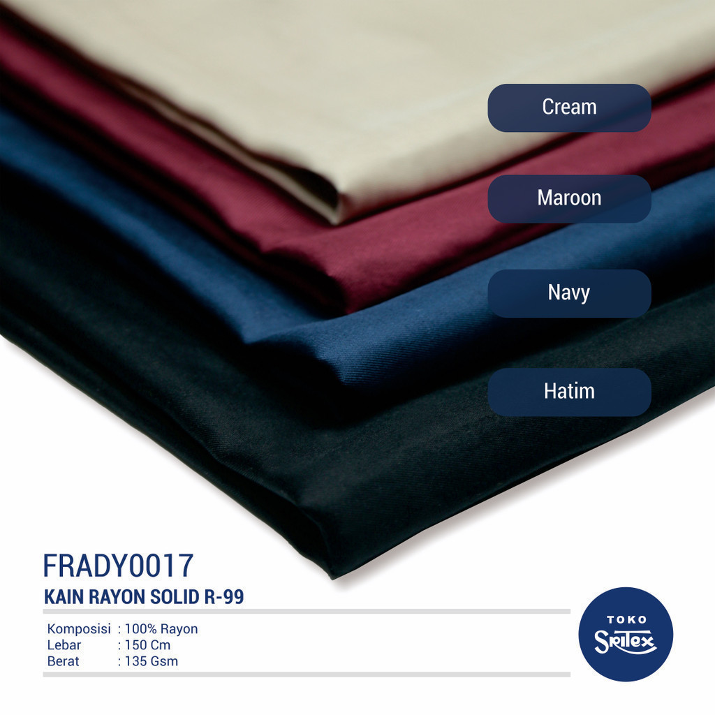 Jual Toko Sritex Kain Rayon Twill Dyed VI Premium Ekspor, R99. Harga ...