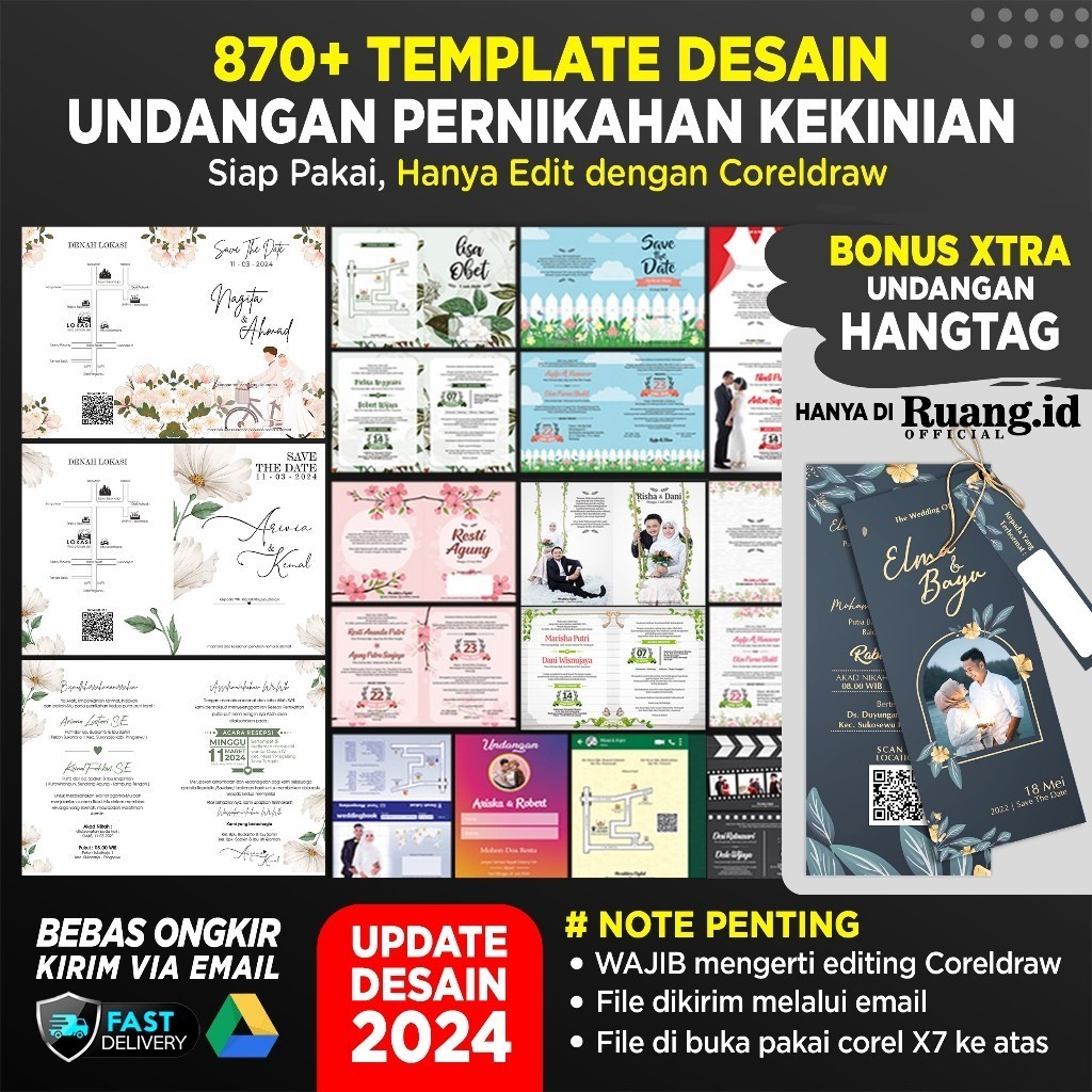 Jual 850+ Template Desain Undangan Pernikahan Kekinian Aesthetic Rustic ...