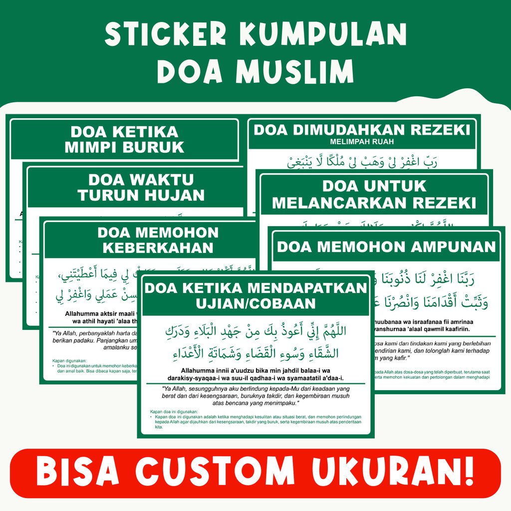 Jual Sticker Stiker Kumpulan Doa Muslim Dimudahkan Rezeki Bersin Doa ...