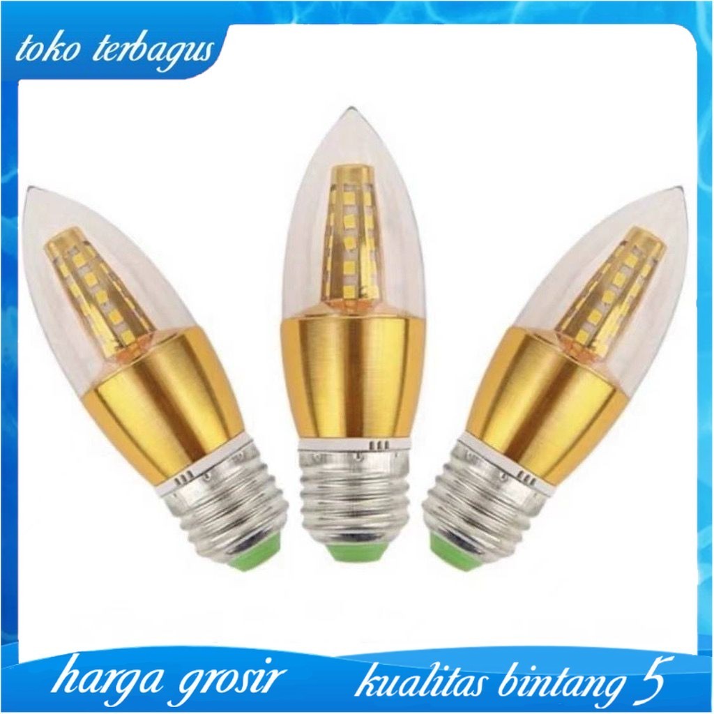 Jual LED CANDLE 5W Fitting E14 PUTIH KUNING WARM WHITE LAMPU HIAS 5 W Watt Fiting E 14 LILIN ...
