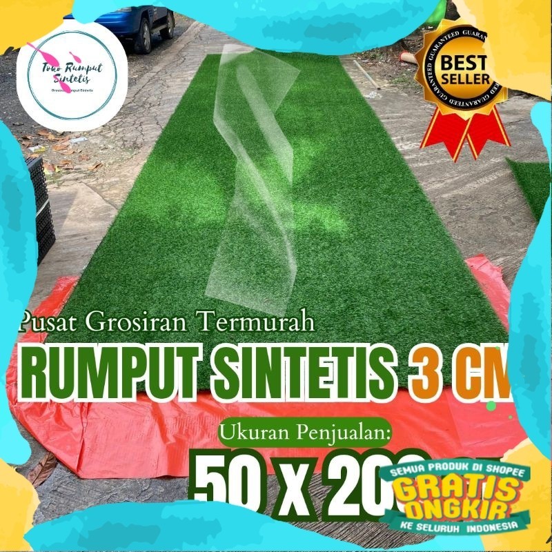 Jual KARPET RUMPUT SINTETIS 1 ROLL UKURAN 50X200 CM TIPE SWISS TEBAL 3 ...