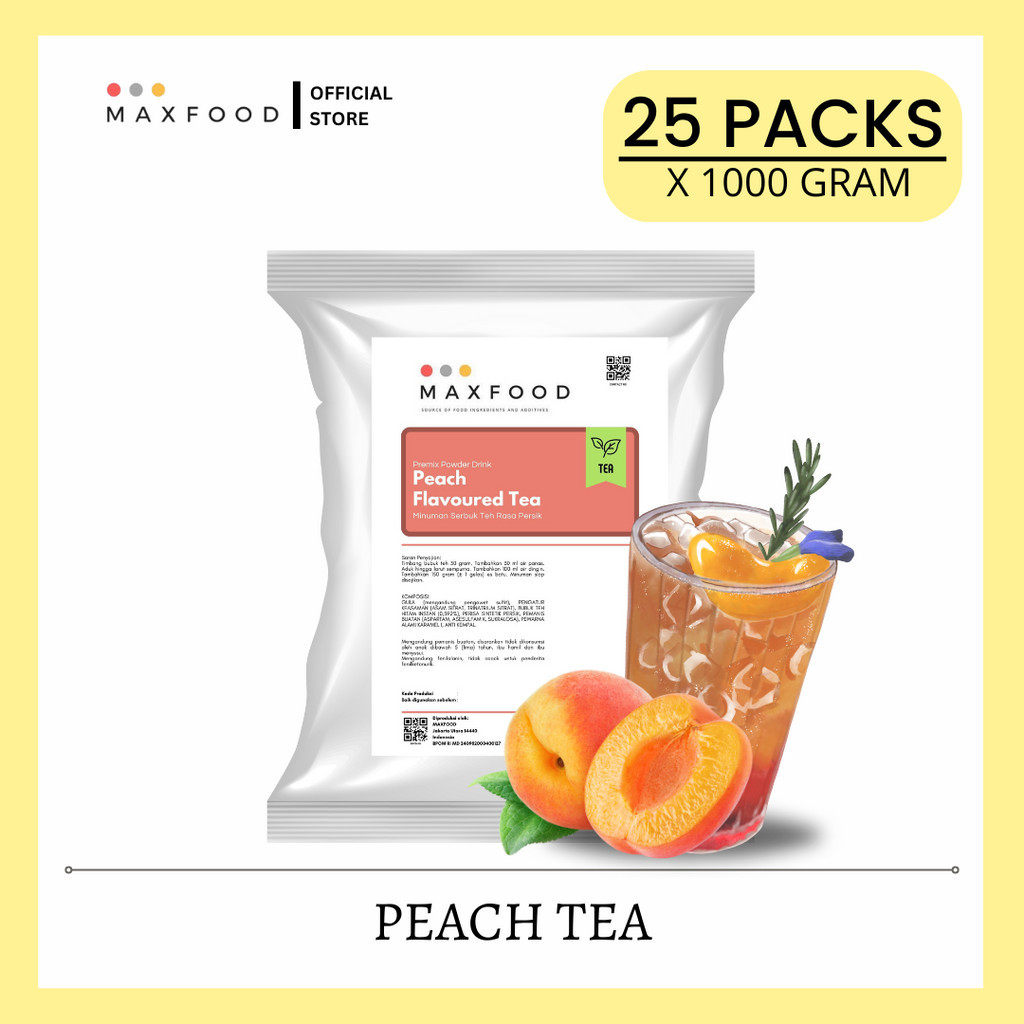 Jual MAXFOOD - [25KG] Peach Tea Powder Drink / Bubuk Minuman Teh Rasa Buah Persik | Shopee Indonesia