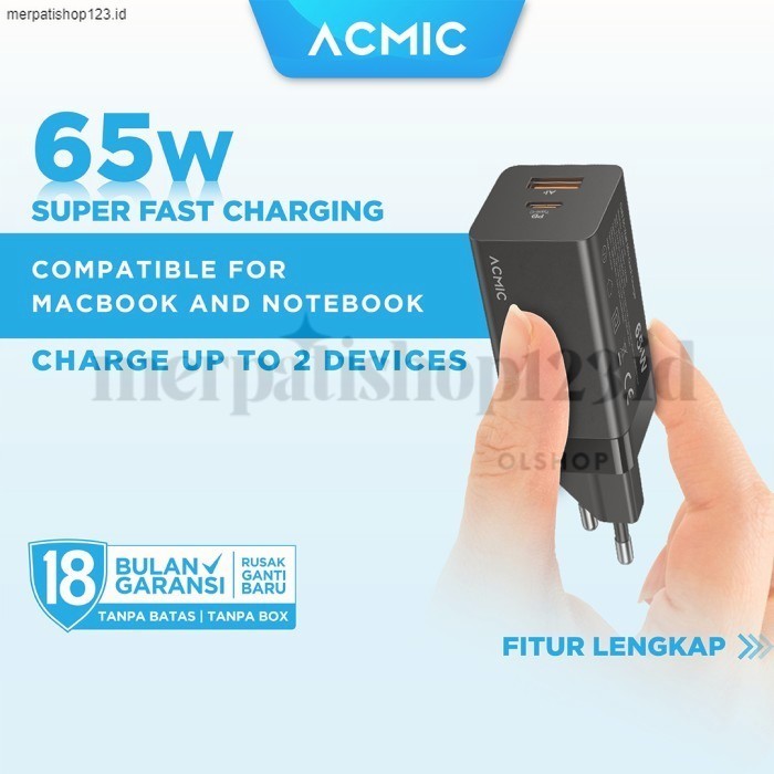 Jual ACMIC CPD65 GaN 65W Super Fast Charging 65 W Charger PD Power ...