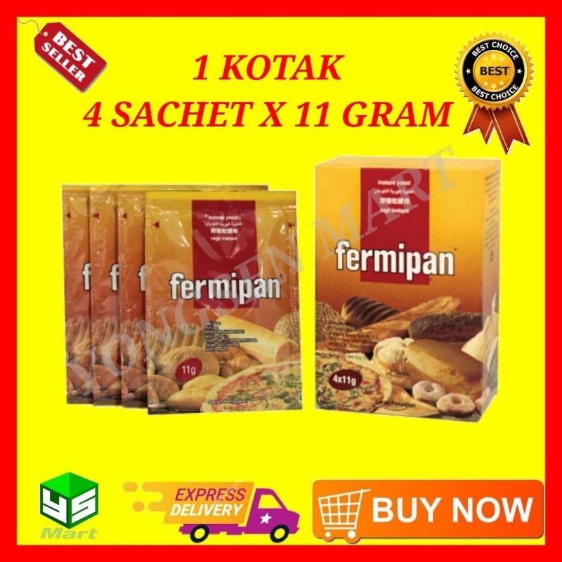 Jual Fermipan sachet ragi instan 1 box isi 4x11gr | Shopee Indonesia