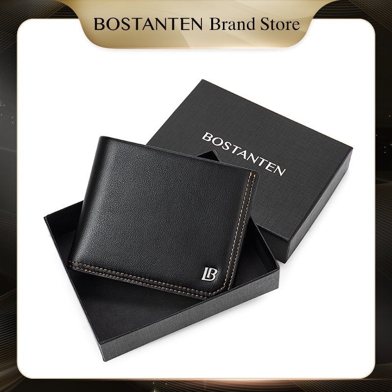 Jual BOSTANTEN Dompet Lipat Pria Kulit Sapi Asli Wallet Hitam ...