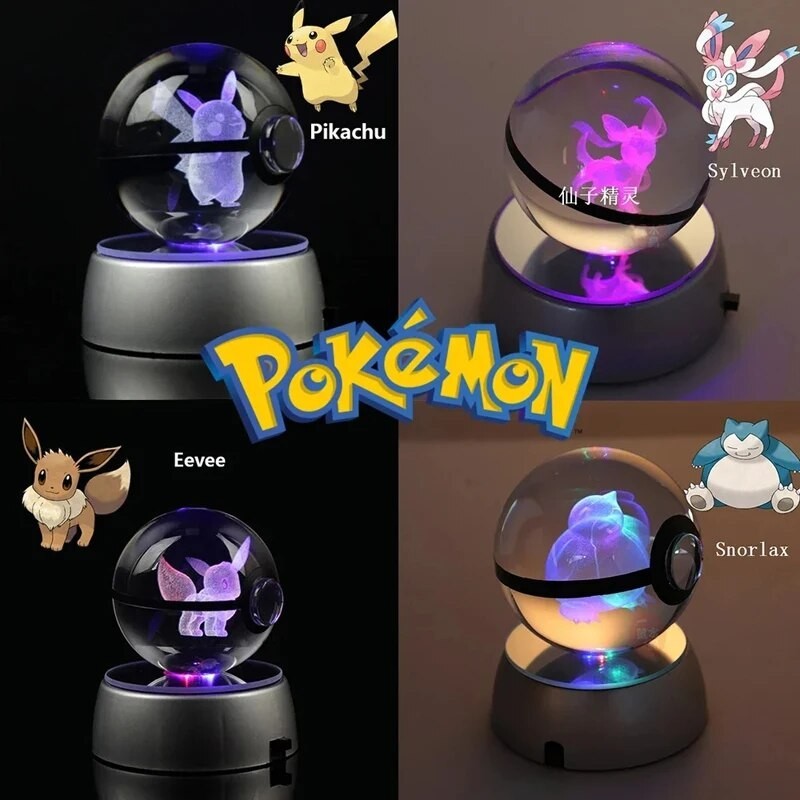 Jual 3D Pokemon Crystal Ball Mewtwo Pikachu Gengar Crystal Glass ...