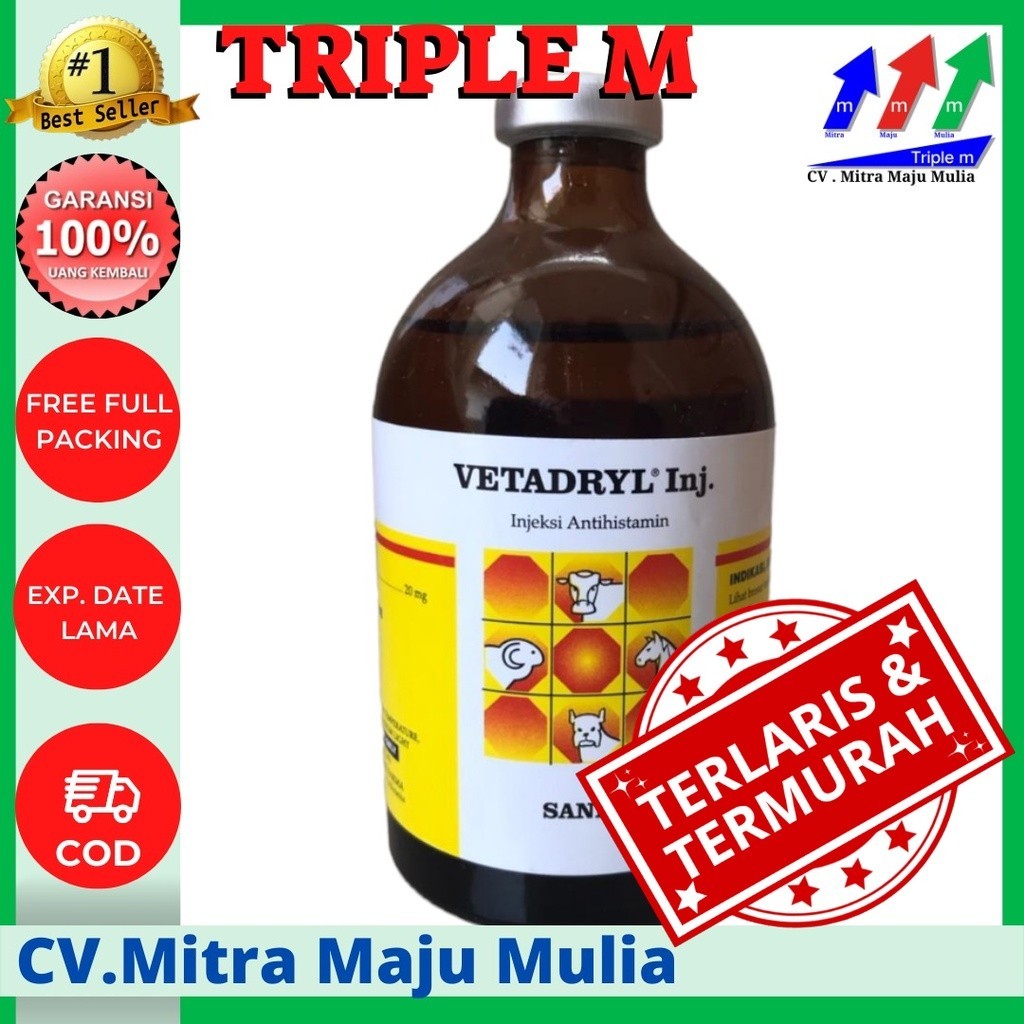 Jual Vetadryl Injeksi 100 ml MMM - Antihistamin Hewan Sapi Kuda dll ...