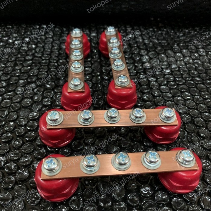 Jual busbar tembaga nol arde grounding 15mm x 100mm tebal 2mm komplit ...