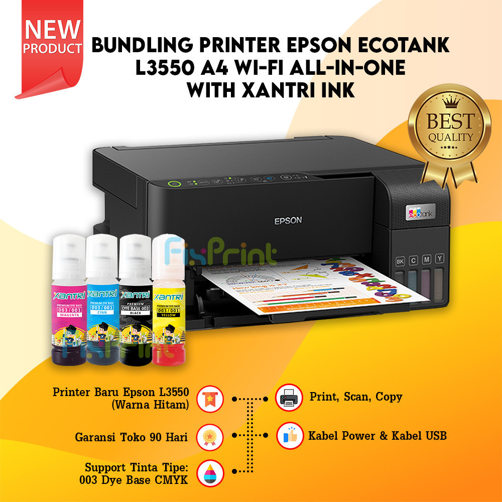 Jual Epson Ecotank Printer L3550 Hitam L3556 Putih Print Scan Copy ...
