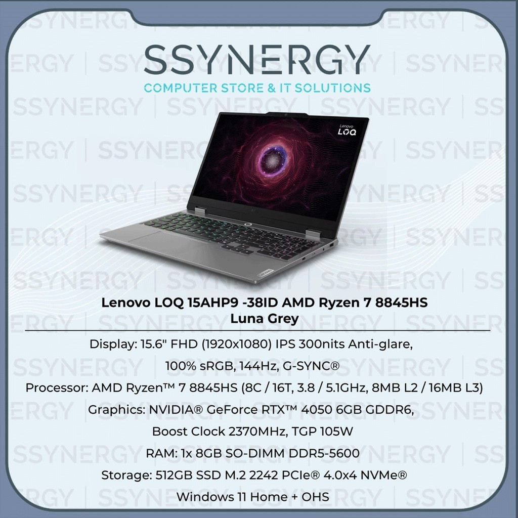 Jual LENOVO LOQ 15AHP9 38ID R7-8845HS 8GB 512GB RTX 4050 W11+OHS ...