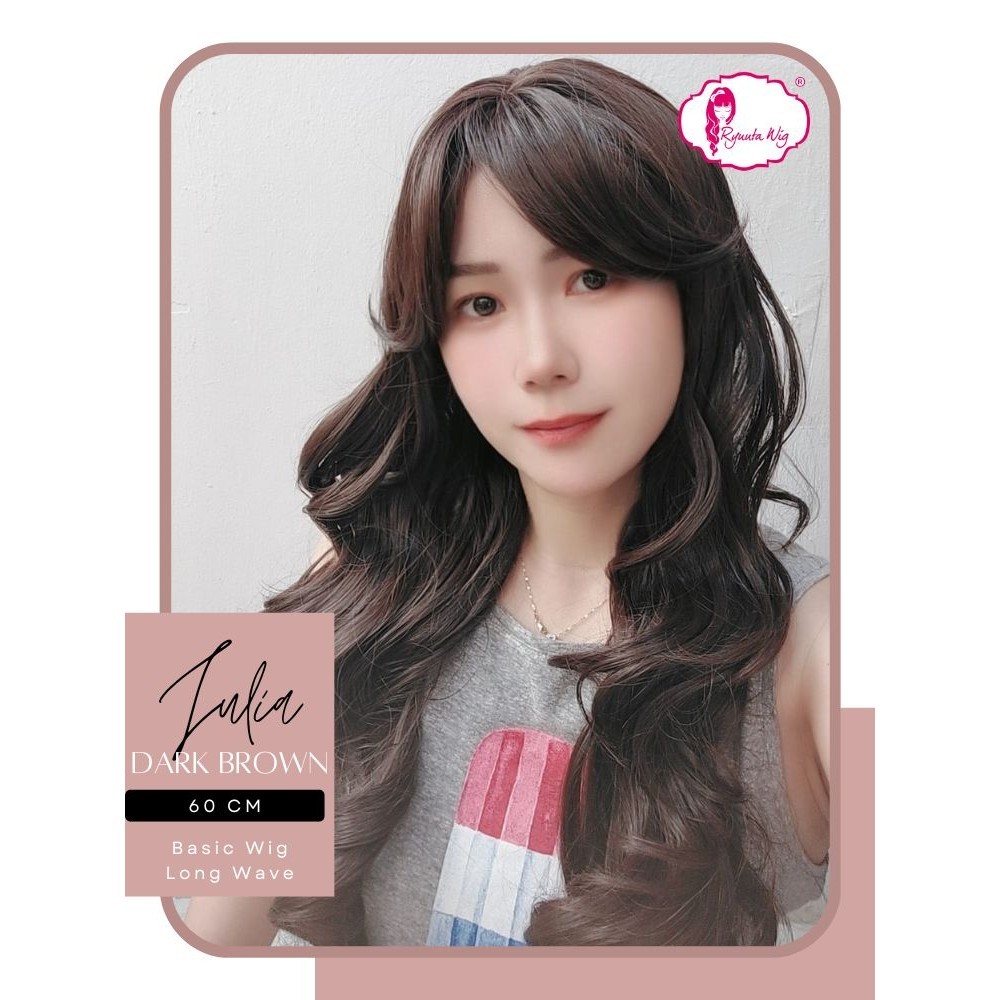 Jual Ryuuta Wig Basic Cap Gelombang Panjang Julia Hitam Coklat 24 inch 60 cm | Shopee Indonesia