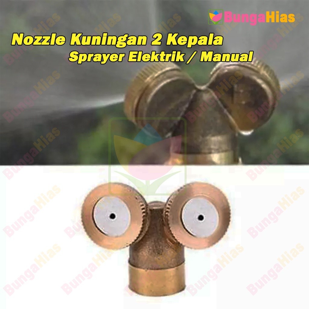 Jual Nozzle 2 Kepala Sprayer Kuningan Spuyer Elektrik Manual Kompresor ...