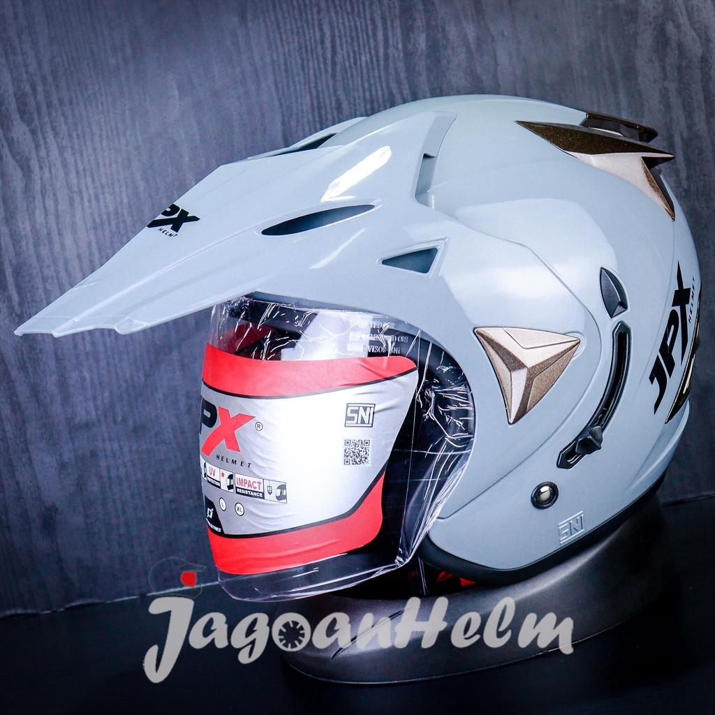 Jual JPX HELM SUPER MOTO SOLID | GORILLA GREY GLOSSY| SUPERMOTO ...