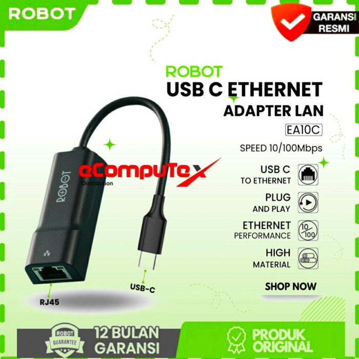 Jual Cable Robot EA10C USB Ethernet Adapter USB-A 2.0 / USB-C To RJ45 ...