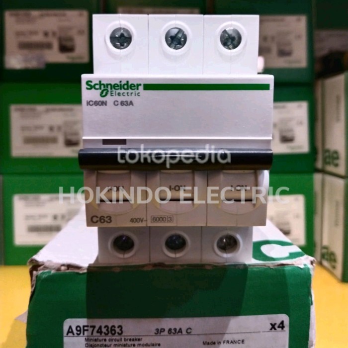 Jual SCHNEIDER MCB 6 KA IC60N 3P 63A A9F74363 | Shopee Indonesia