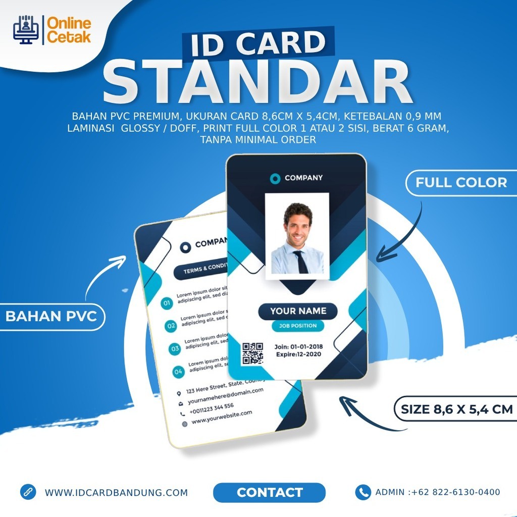 Jual CETAK ID CARD SATUAN BAHAN PVC PREMIUM TEBAL 0,9 mm | Shopee Indonesia