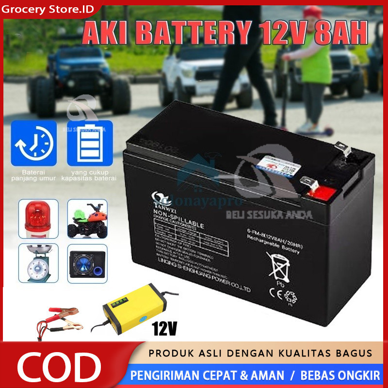 Jual Aki Battery 8AH msa hitam / aki tangki semprot/aki mobil mainan/aki battery batre accu ...