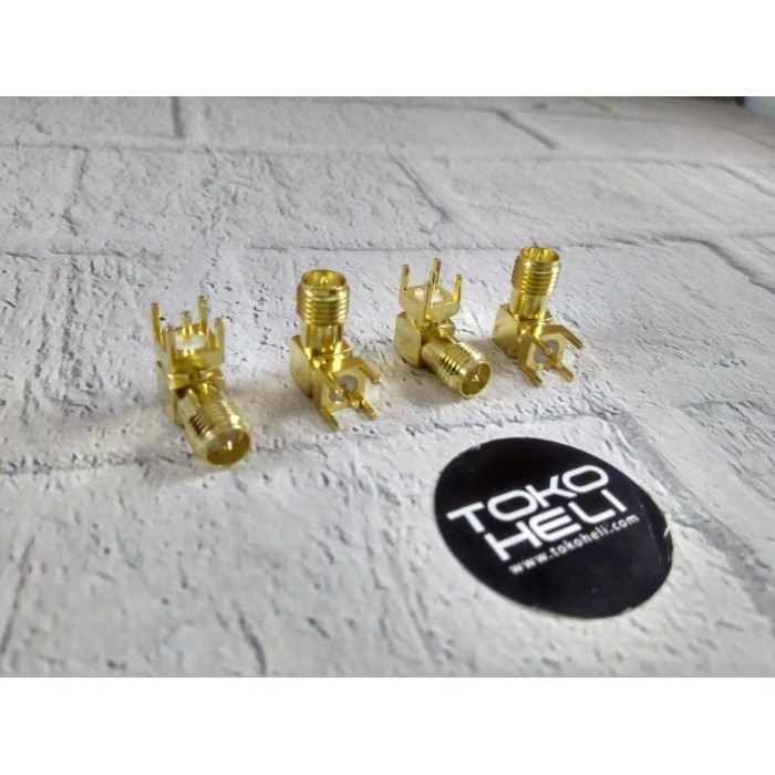 Jual RPSMA Female Adapter Right Angle PCB Edge Mount Solder RF ...