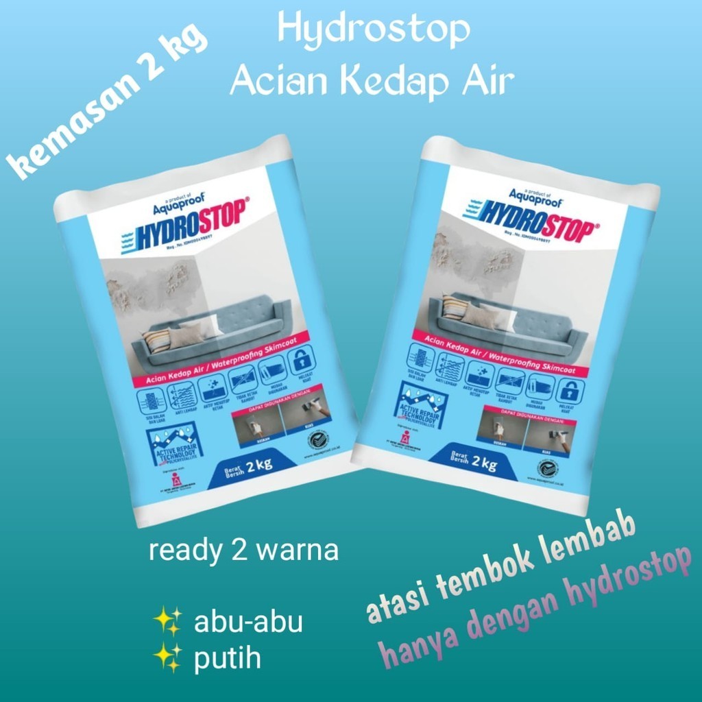 Jual Hydrostop 2KG (PUTIH) Acian Kedap Air,SCIMCOAT semen acian water proofing | Shopee Indonesia