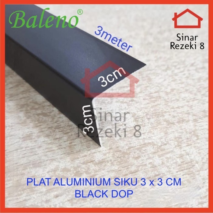 Jual Plat Aluminium Siku L HITAM Doff 30 x 30 Baleno / List Edging Lis | Shopee Indonesia