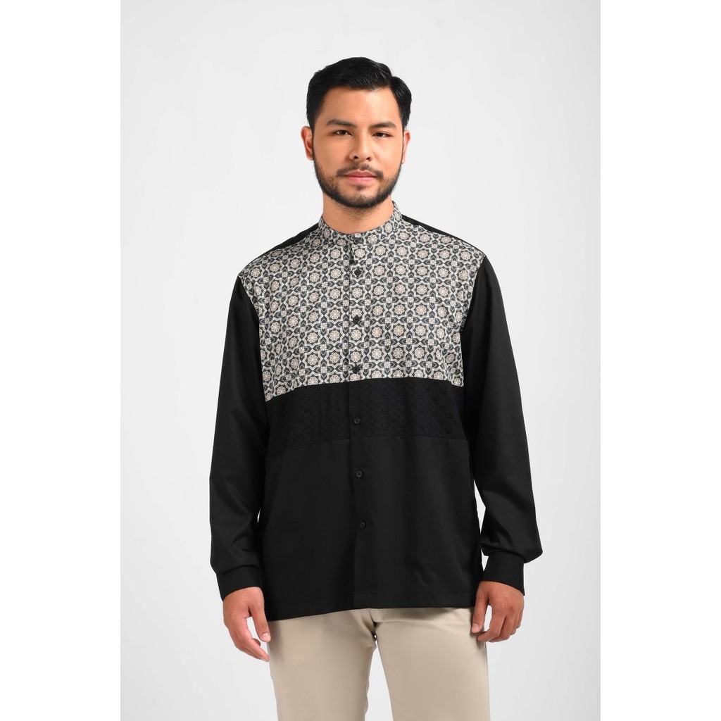 Jual MANZONE Kemeja Koko Lengan Panjang Pria ARDAMAZ - BLACK | Shopee ...