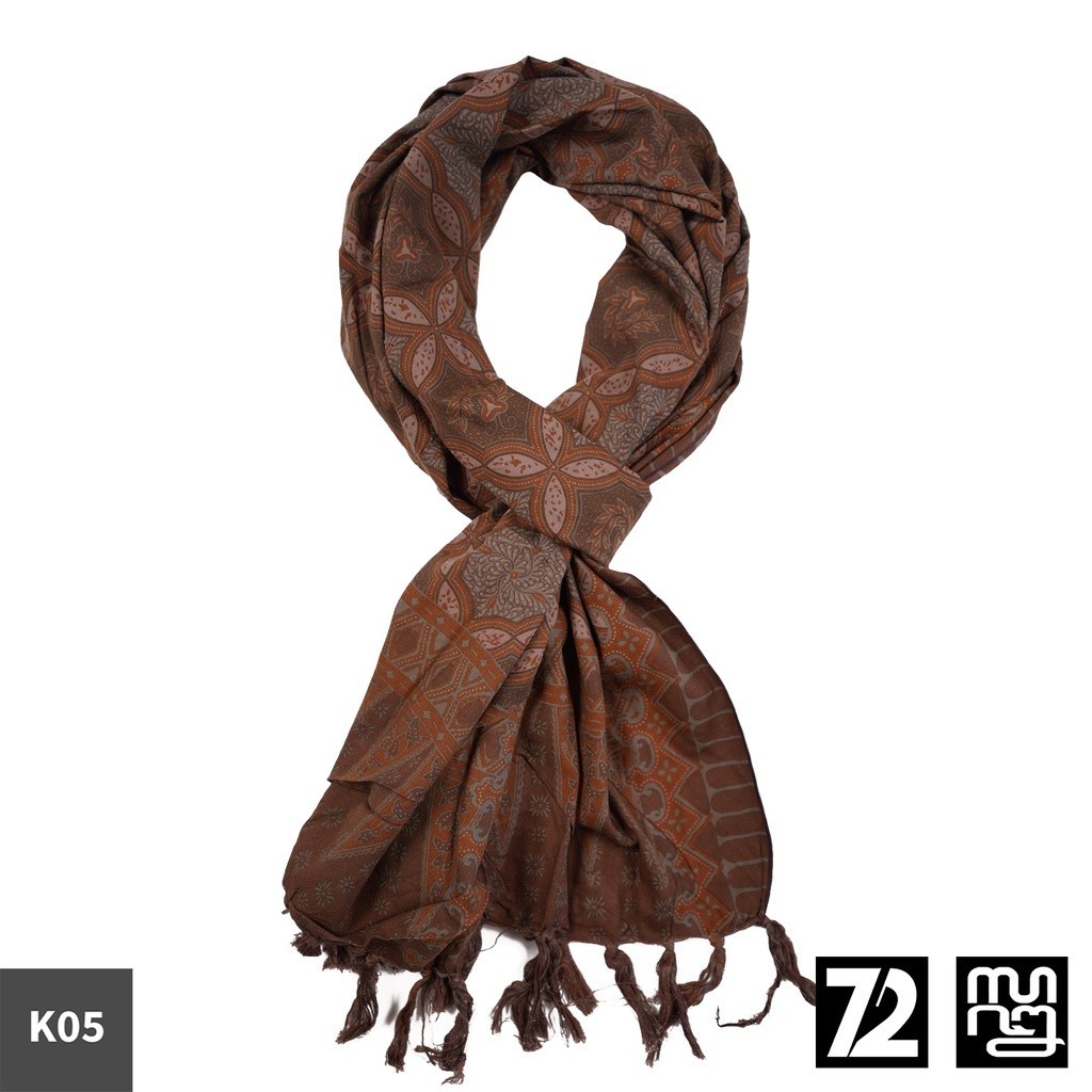 Jual SYAL BATIK SCARFT Premium Motif Kawung Klasik Warna Coklat Tua ...