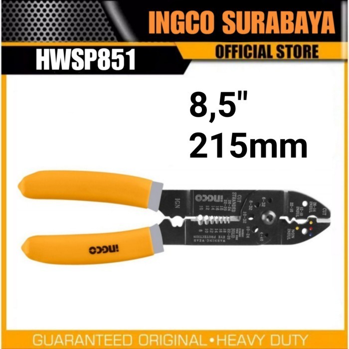 Jual INGCO HWSP851 TANG POTONG KABEL CRIMPING SKUN 8.5" 215mm | Shopee ...