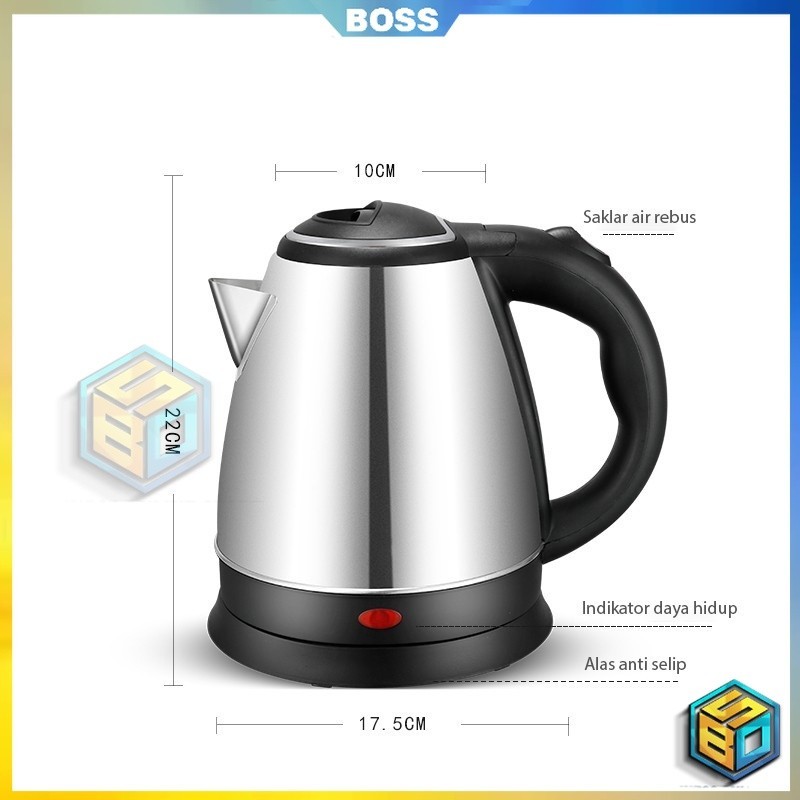 Jual BOSS MURAH COD Teko Listrik 2 Liter Full Stainless Steel Pemanas ...