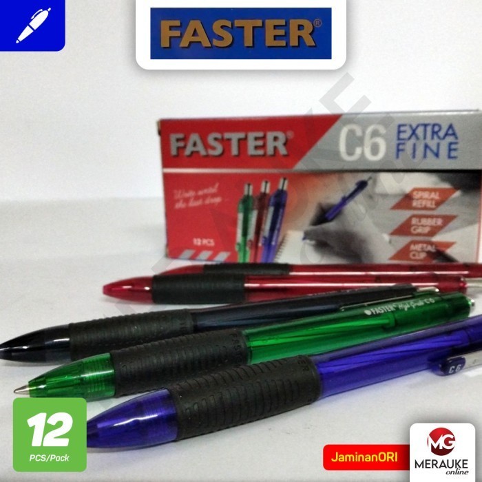 Jual Ballpoint FASTER C6 - Hitam 12 Pcs | Shopee Indonesia