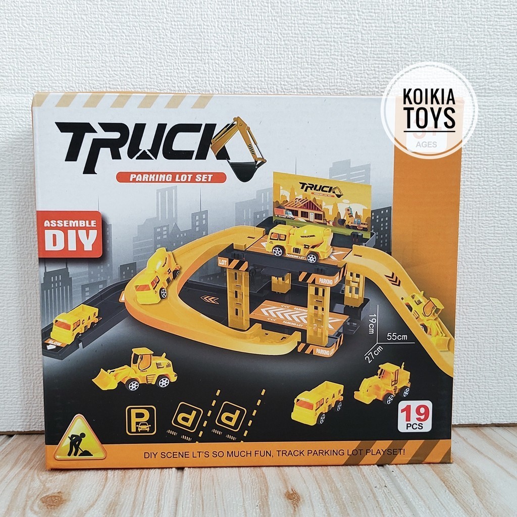 Jual Mainan truck parking lot playset arena trek mobil DIY merakit ...