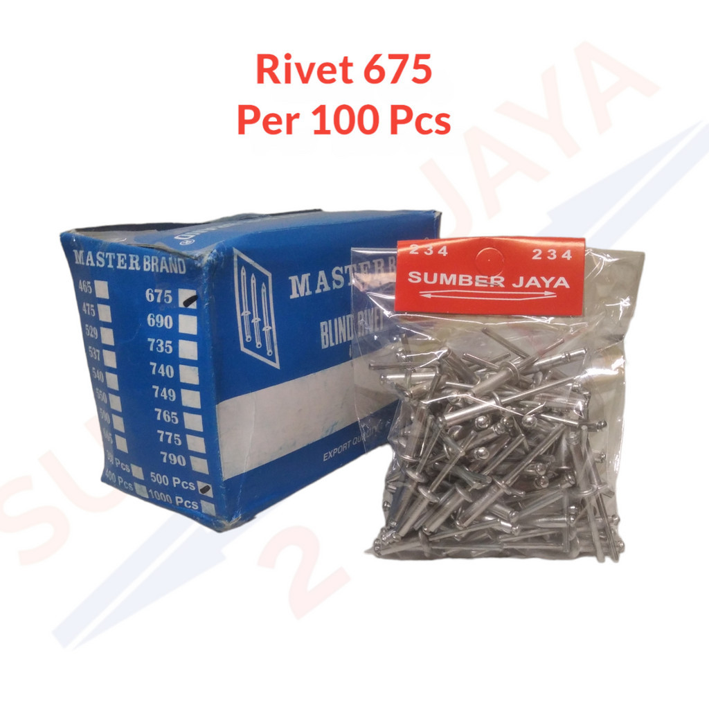 Jual Paku Rivet 675 Size 4.8mm x 19mm isi 100 Pcs / Paku Keling ...