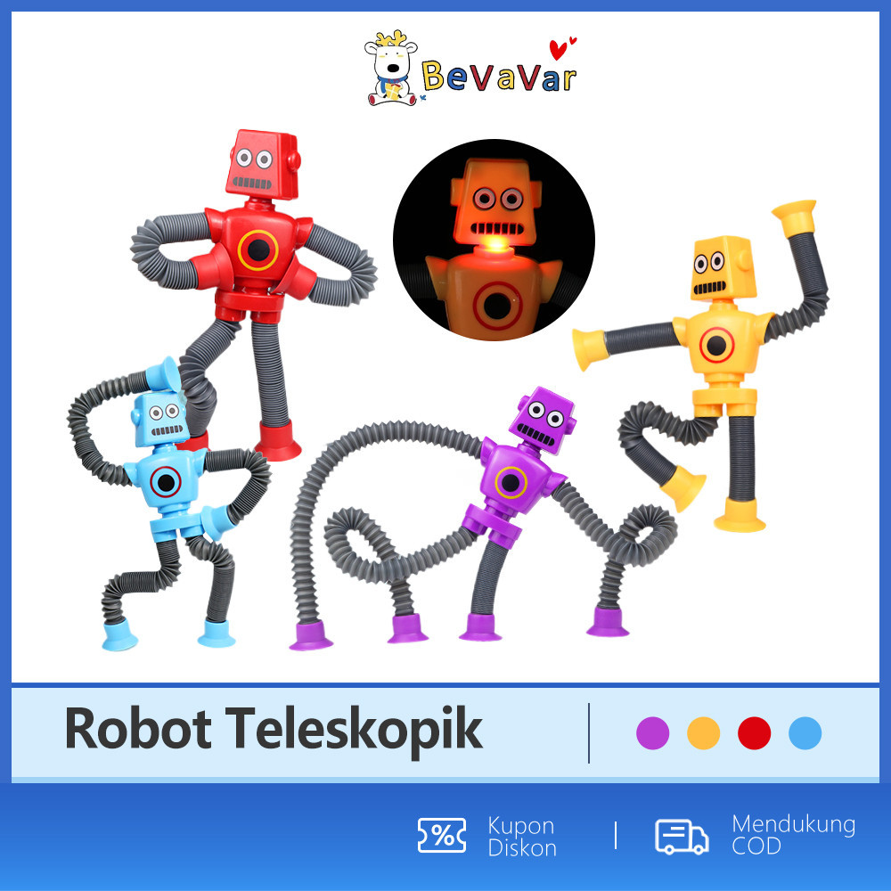 Jual BEVAVAR Mainan Teleskopik Robot Suction Cup Tabung Robot Fidget ...