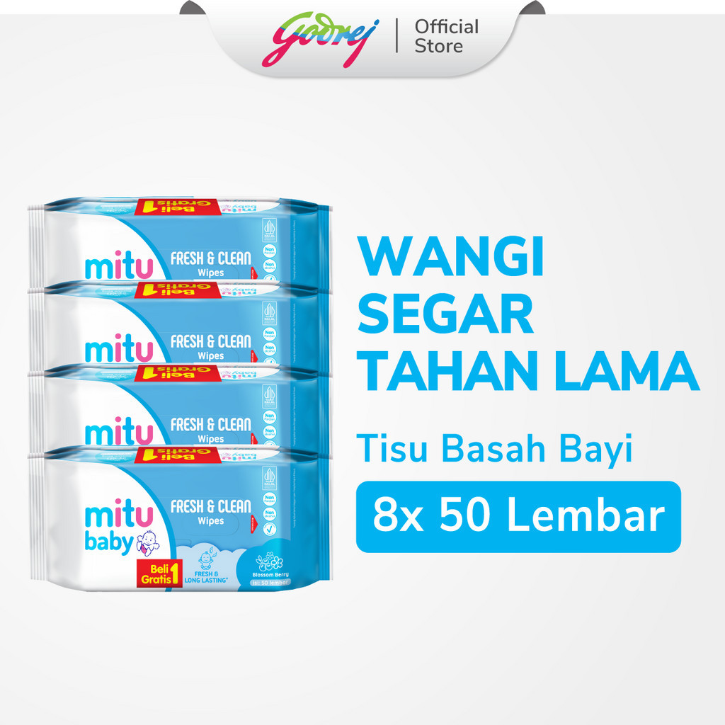 Jual [Beli 1 Gratis 1] Mitu Baby Fresh & Clean Wipes Blossom Berry 50'S ...